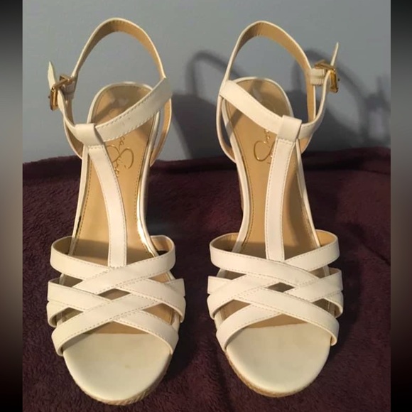 Jessica Simpson | Shoes | Jessica Simpson White Wedges | Poshmark